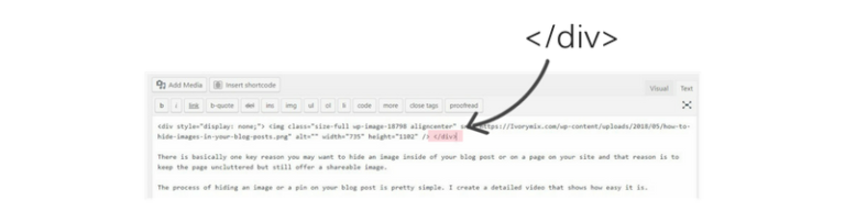 How to hide an image in your blog post - Ivory Mix