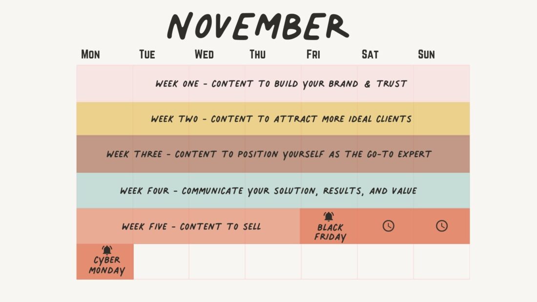 How to create a content calendar for November - Ivory Mix