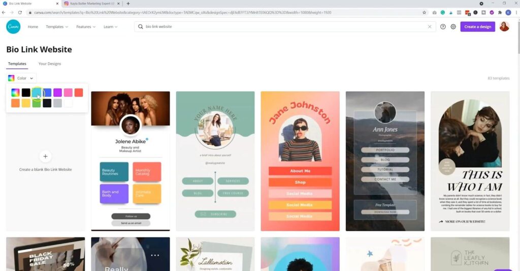Create a customizable Instagram bio link in Canva - Ivory Mix