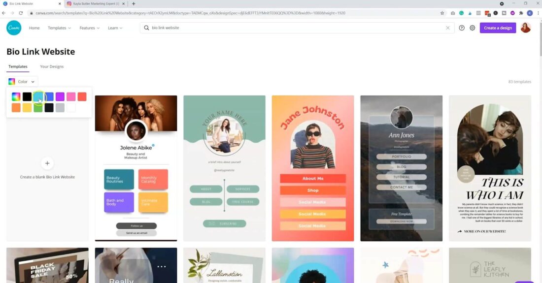 Create a customizable Instagram bio link in Canva - Ivory Mix