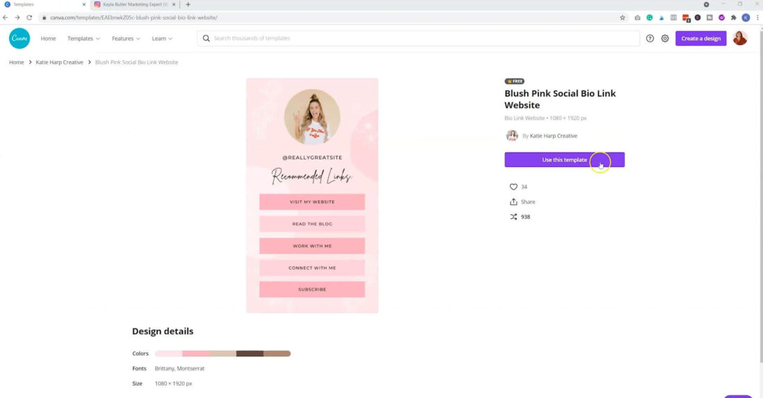 Create a customizable Instagram bio link in Canva - Ivory Mix