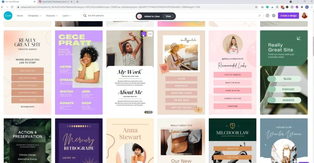 Create a customizable Instagram bio link in Canva - Ivory Mix