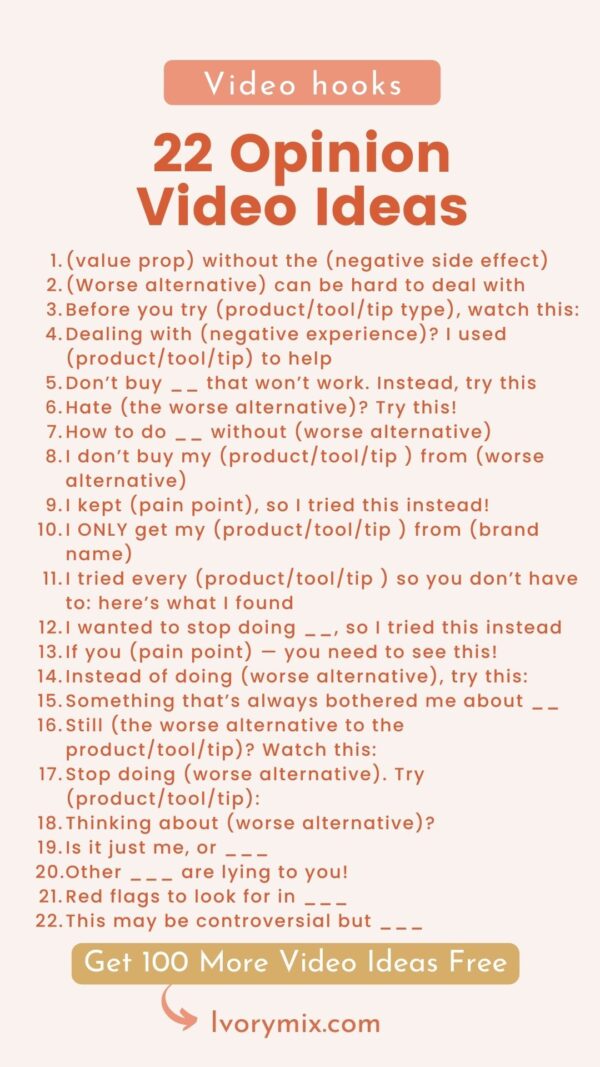 129 Video Hooks and Voice Over Ideas for Introverts - Ivory Mix